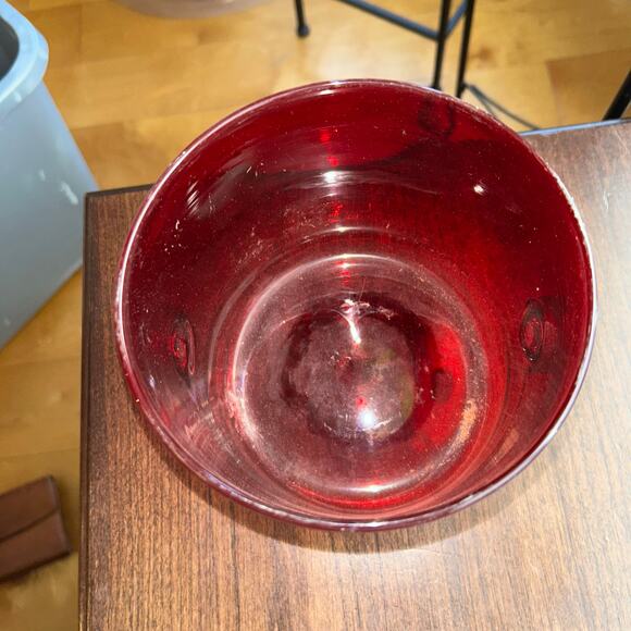 Unbranded | Other | Vintage Hand Blown Ruby Red Glass Ice Bucket ...